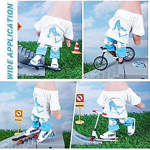 35 Pcs Mini Finger Toy Set, Finger Scooter/ Skateboards/Shoes/Bikes/ Tops/Pants/ Knee Pads, Tiny Swing Board, Mini Bike Wheels Toys for Party Favors