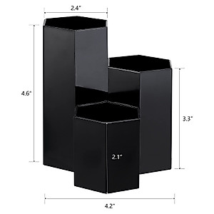 LoveBB Makeup Brush Holder Organizer, 3 Slot Plastic Cosmetics Brushes Pen Storage Solution, Black