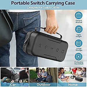 Switch OLED Carrying Case Compatible with Nintendo Switch/OLED Model, Portable Switch Travel Carry Case Fit for Joy-Con and Adapter, Hard Shell Protective Switch Pouch Case with 20 Games, Black