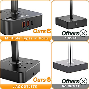 Table Lamp Dimmable cozoo USB Bedside Table Desk Lamp with 3 USB Charging Port(A+C) 2 Outlet,Nightstand Lamp with Charger Base White Fabric Shade,LED Touch Lamp for Bedroom/LivingRoom/Dorm/Home Office