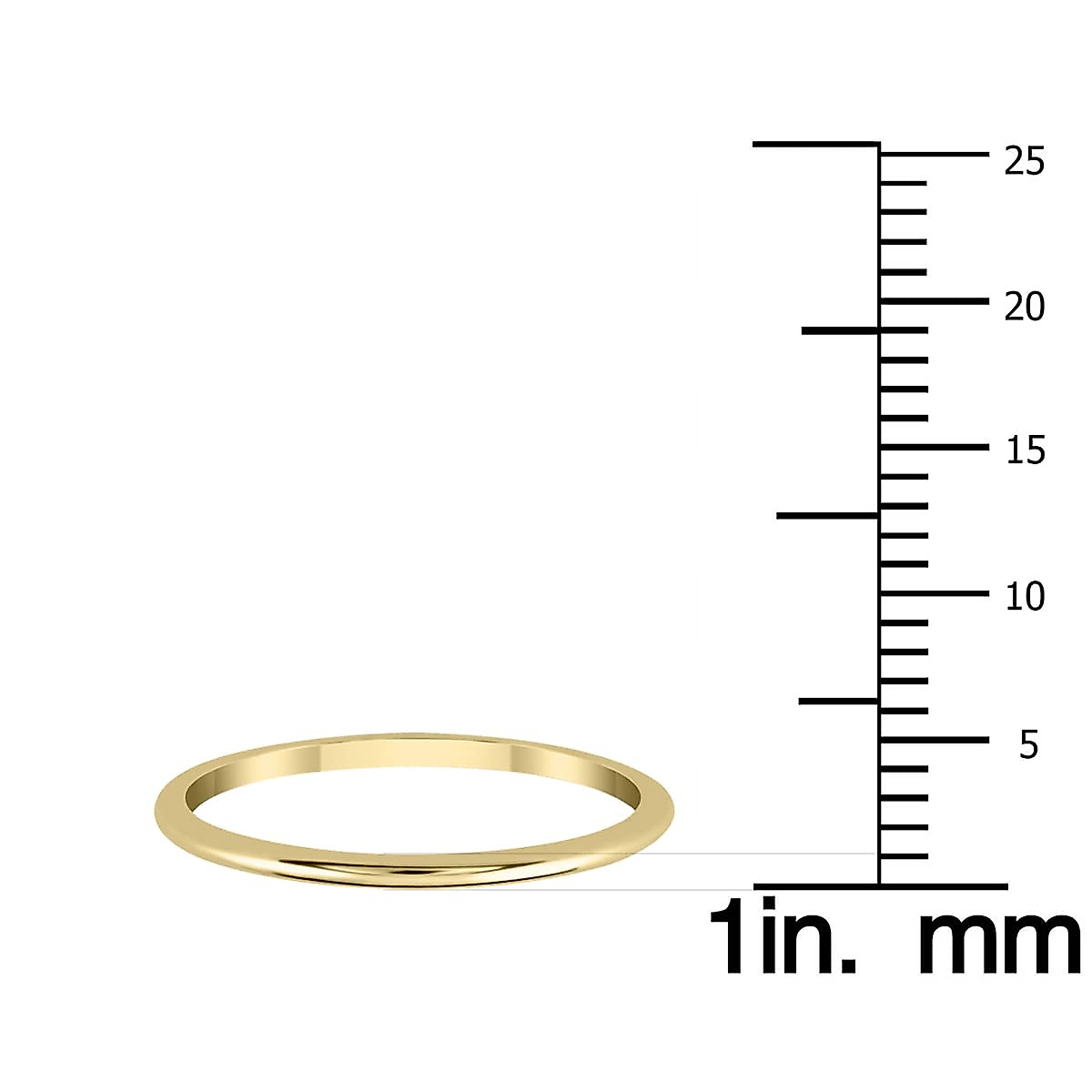 SZUL 1mm Thin Domed Wedding Band Available in 14K Yellow Gold, 14K White Gold, and 14K Rose Gold (Yellow-gold, 8.5)