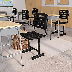 Flash Furniture Nila Set of 12 Adjustable Height Black Student Chair with Black Pedestal Frames