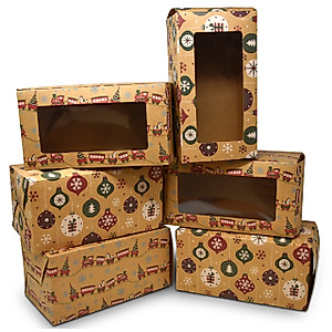 Gift Boutique 24 Christmas Bakery Boxes Holiday 2 Pound Loaf Pan Treat Boxes Brown Kraft Paper Box with Window for Baking Cupcake Goodies Food Gift Packaging Containers Party Favors 9" X 5" X 4.5"