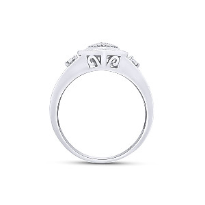 Round Cut White Natural Accent Diamond Split Shank Double Heart Engagement Ring In 14k White Gold Over Sterling Silver (Clarity : I2-I3, Color : I-J, 0.01 Cttw) Ring Size-13