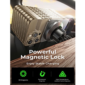 LISEN for Magsafe Car Mount Charger iPhone 15,15W Wireless Car Charger Mount,Magnetic Air Vent Car Phone Holder,with Fast Car Charger and Cable for iPhone 15/Pro/Plus/Pro Max/iPhone 14/13/12 Series