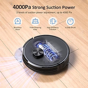 Lubluelu Robot Vacuum and Mop Combo 4000Pa, LiDAR Navigation, 3 in 1 Robotic Vacuum Cleaner with Laser, 5 Smart Mapping,10 No-go Zones, App/Alexa Control, Vacuum Robot for Pet Hair, Carpet, Hard Floor