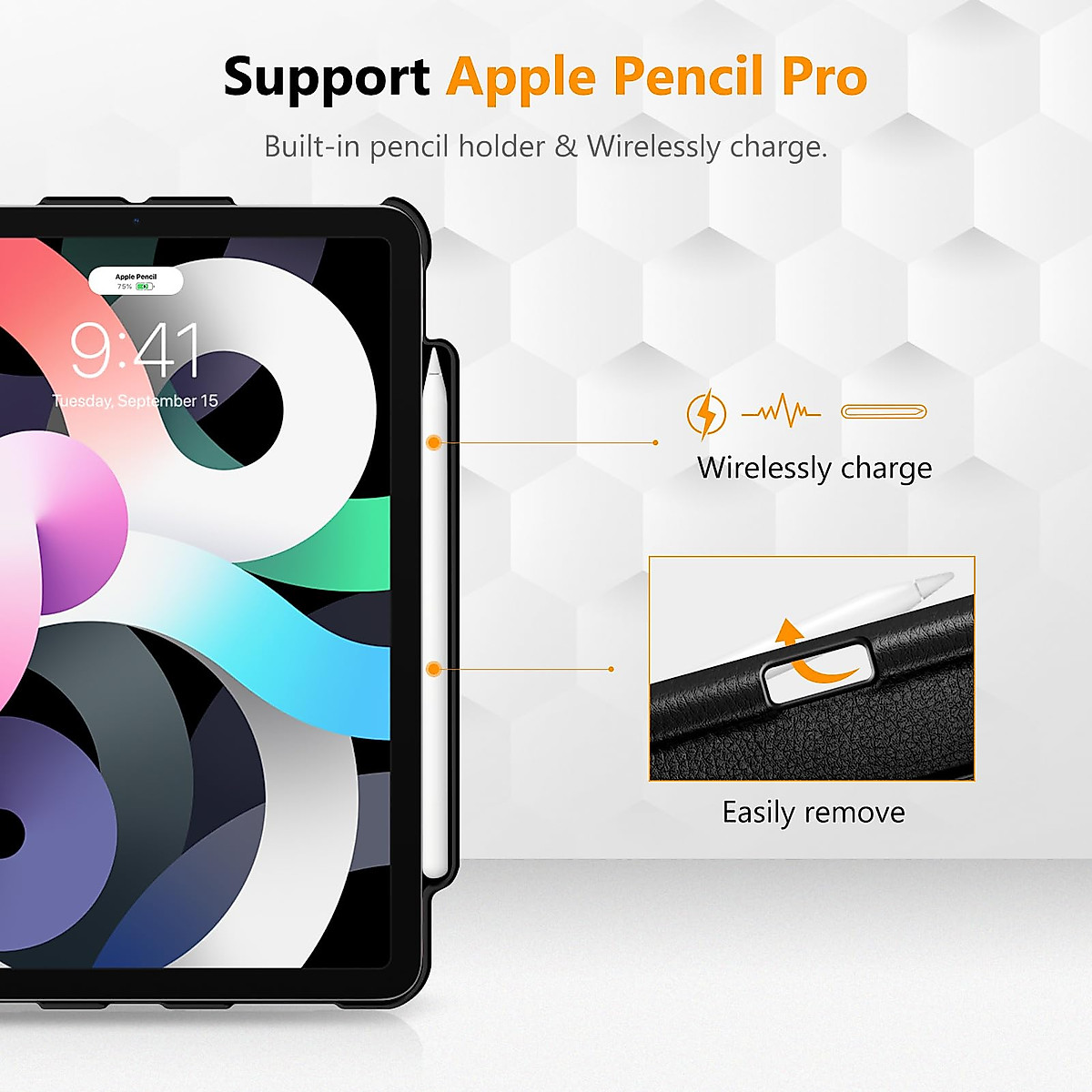 Fintie Rotating Case for iPad Air 11-inch M2 (2024), iPad Air 5th / 4th Generation (2022/2020) 10.9 Inch with Pencil Holder - 360 Degree Rotating Protective Stand Cover, Black