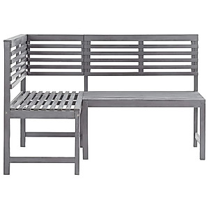 vidaXL Solid Acacia Wood Patio Corner Bench Garden Outdoor Terrace Yard Balcony Furniture Wooden Modern Lounge Bench Seating Seat 55.1"