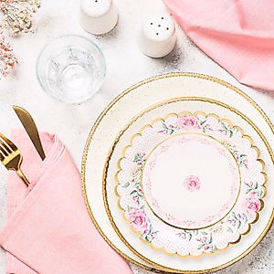 Sparkle and Bash 48-Pack Floral Paper Plates for Baby Shower (7 in) - Tea Party Plates - Baby Shower Plates - Flower Plates Disposable - Paper Floral Plates - Floral Disposable Plates