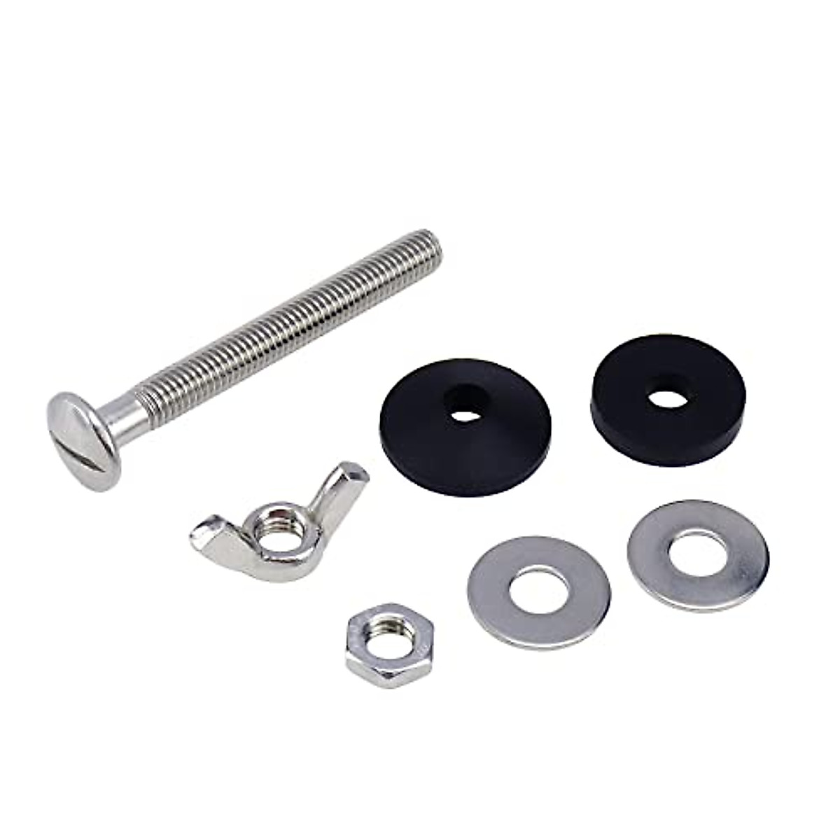 Pastlla 2pcs Toilet Seat Bolts Kit Stainless Steel Heavy Duty Toilet Tank to Bowl Bolts with Rubber Washers Gaskets Basic Style