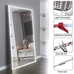 ZOKON 13ft/4M Bendable Led Vanity Mirror Lights Kit Vanity Make-up Mirror Adjustable Flexible Strip Light Table Set with Dimmer Power Supply Mirror Not Included (White)