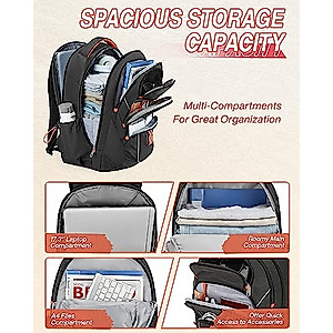 BAGSMART Large Travel Backpack for Women Men,Laptop Backpack Flight Approved Carry On Computer Bag Fits 17 Inch Laptop,Water Resistant Outdoor Backpack for Hiking Business,Black