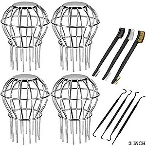 11Pcs Gutter Guard Downspout Leaf Filter Set, Aulufft 3 Inch 304 Stainless Steel Seeds Debris Down Pipe Gutter Balloon Guard Filter Strainer Gutter Protector Cleaner
