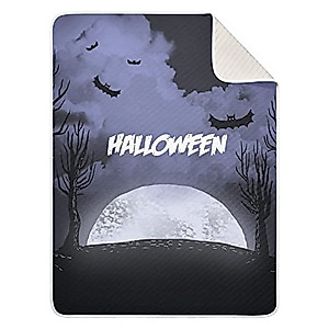 Full Moon Bat Sky Unisex Fluffy Baby Blanket for Crib Toddler Blanket for Daycare with Thick and Soft Material Security Blanket for Stroller Travel Decorative Gift