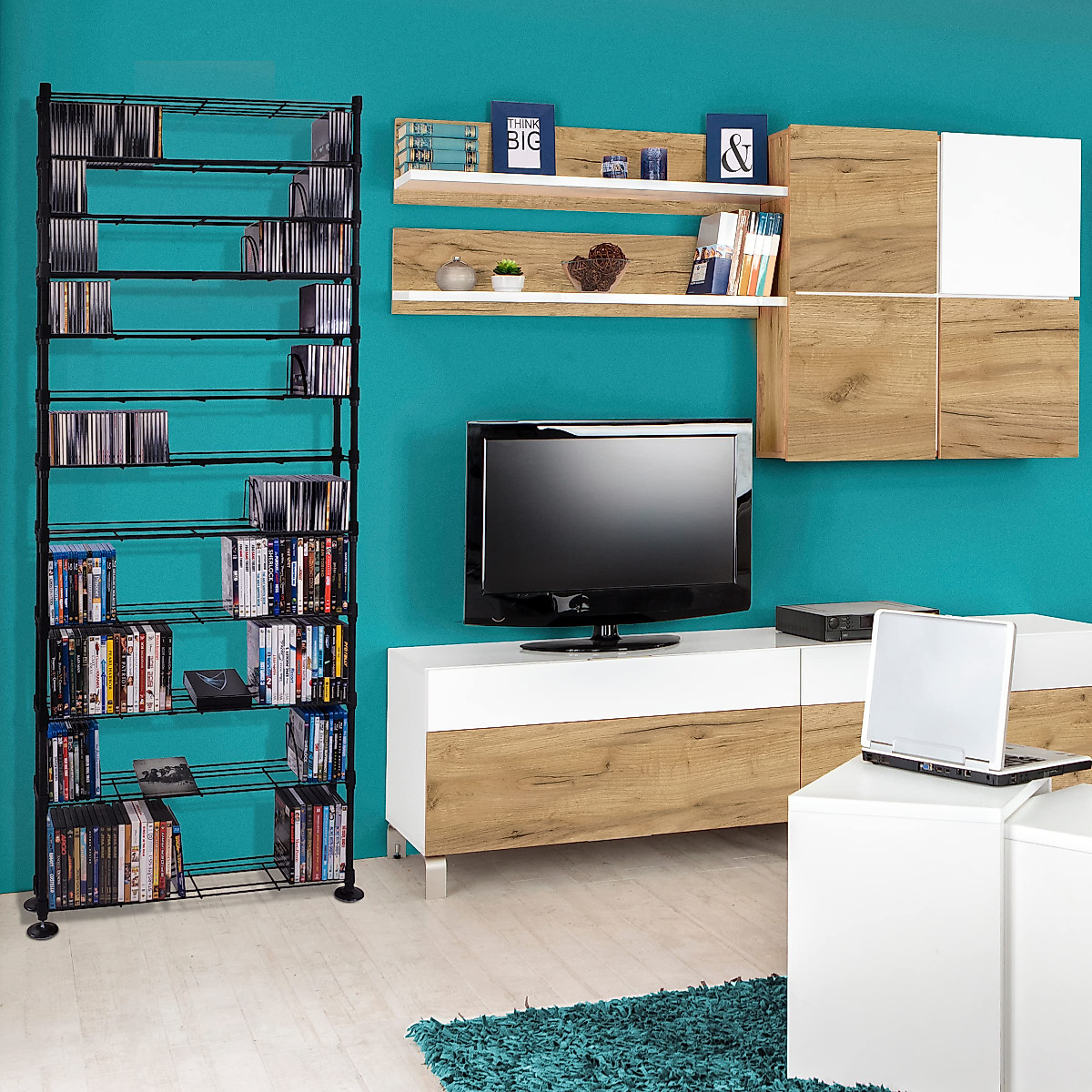 Atlantic Maxsteel 12 Tier Shelving - Heavy Gauge Steel Wire Shelving for 864 CD/450 DVD/Blu-Ray/Games in Gunmetal,38408071