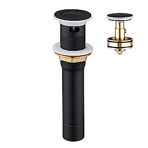 CREA Bathroom Sink Drain, Bathroom Sink Stopper with Drain Hair Catcher Pop Up Drain 1 1/2" for Bathroom Vanity Kitchen Sink with Overflow, Matte Black