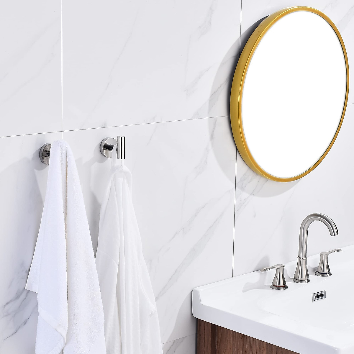 LCEZAN Bathroom Hardware Set, Premium Stainless Steel 3-Piece Include 5 Inch Toilet Paper Holders and 2 Towel Robe Holder Hook for Bathroom, Kitchen, Washroom Wall Mount Polished Chrome