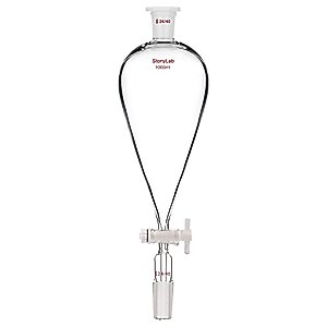 stonylab Separatory Funnel with PTFE Stopcock, 1000 ml Conical Pear-Shaped Heavy Wall Borosilicate Glass Separating Funnel with 24/40 Joints