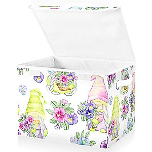 xigua Gnome Storage Bins with Lids and Carrying Handle,Foldable Storage Boxes Organizer Containers Baskets Cube with Cover for Home Bedroom Closet Office Nursery