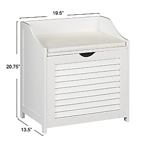Household Essentials Single Load Hamper Cabinet Seat, White