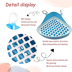 Rabbit Triangle Potty Trainer Corner Small Animal Toilet Litter Box Pet Bedding Pee Pan Tray Toilet for Hamster Chinchilla Guinea Pig Bunny Ferret (Blue)