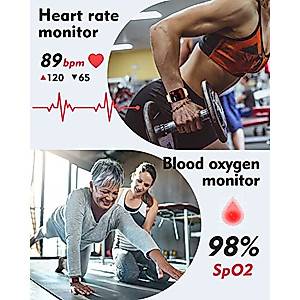 Cloudpoem Smart Watches for Women Men IP68 Waterproof, 1.7in Smartwatch Compatible with iPhone Android Phones, Reloj para Mujer Hombre Digital Watch Fitness Tracker with Heart Rate Monitor Pink Gold