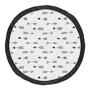 Sweet Jojo Designs Black and White Arrow Playmat Tummy Time Baby and Infant Play Mat for Black and White Fox Collection