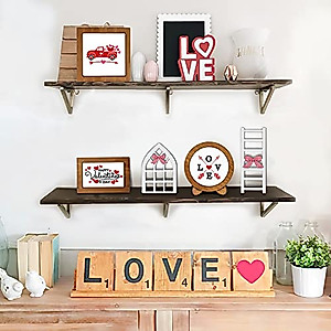 Farmhouse Tiered Tray Decor for Easter/St Patrick's Day/Valentines Decor (Tray Not Included), Rustic Interchangeable Seasonal Decor Set with Wooden Frames, Cards, Arch, Ladder,Easter Table Centerpiece