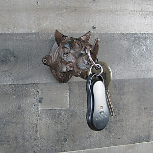 TG,LLC Treasure Gurus Metal Wall Mount Rhino Head Single Hook Keyring Coat Hat Holder