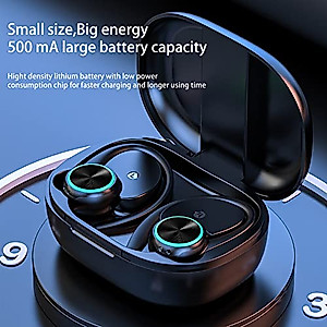 Lovskoo Wireless Earbuds, Over-Ear Bluetooth Earbuds 5.3 Headphones with Earhooks, Wireless Earphones with 50Hrs Playback HD Stereo Audio LED Display for Sports, in Ear Bluetooth Cool Stuff (Black)