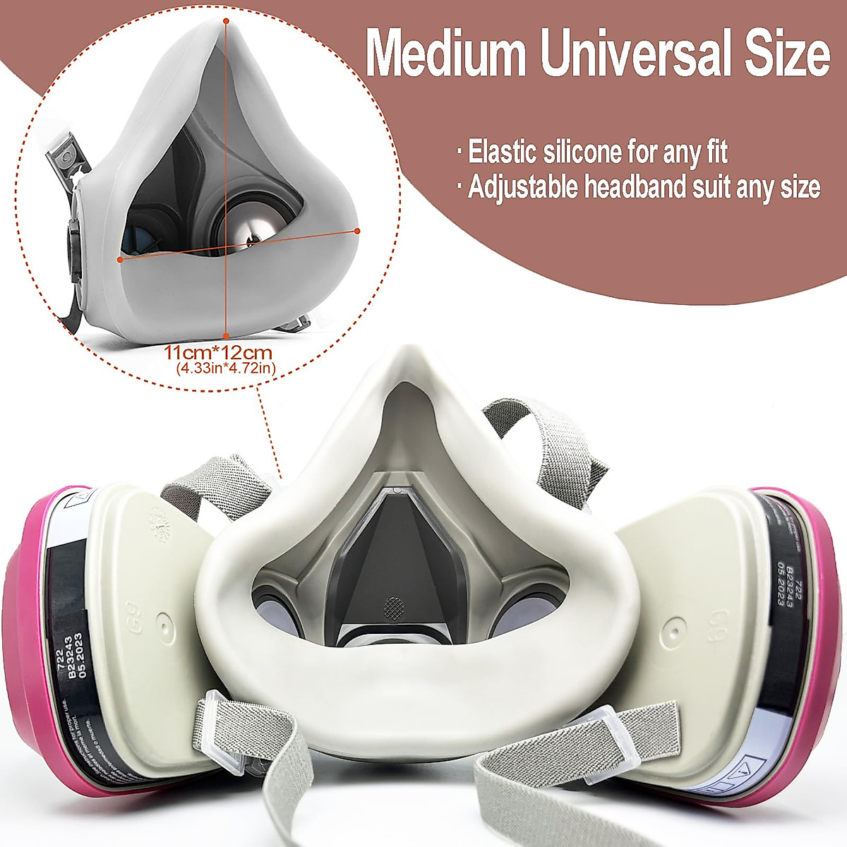 RANKSING Respirator Mask with 60921 Filters to Protect Against Dust, Gases, Fumes, Asbestos, Organic Vapors, Chemicals while Painting, Spraying, Sanding, Welding, Construct and Other Work PPE