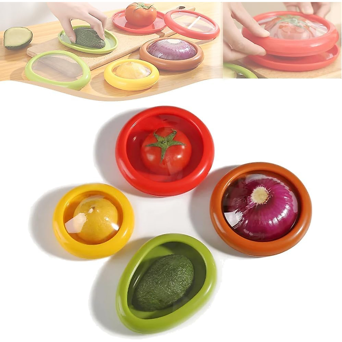 Silicone Fruit Storage Box, 2024 New Silicone Fruit Storage Containers, Set of 4 Reusable Storage Containers for Fridge, Fresh Pods For Food, Fresh Stretch Pod to Keep Fresh Vegetable (4Pcs)