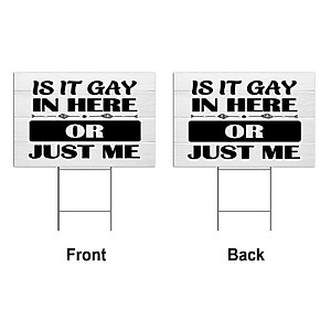 Autravelco is It Gay in Here Or Just Me Yard Sign 12x18 Inch Bisexual Pride Love is Love Personalized Lawn Signs with Stakes for Rent House Lawn Decoration Props