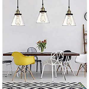 YaoKuem Pendant Lighting Fixture, Hanging Ceiling Lights, E26 Medium Base Max. 60 Watts, Clear Glass Cover, Bulbs not Included, 2-Pack