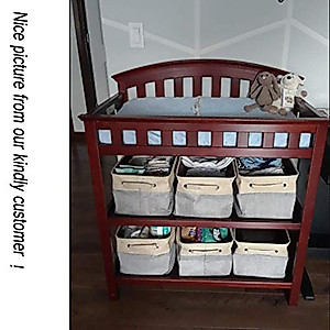 Awekris Foldable Storage Bin Basket Set [3-Pack] Canvas Fabric Collapsible Organizer With Handles Storage Cube Box For Home Office Closet, Grey/Tan (Grey)