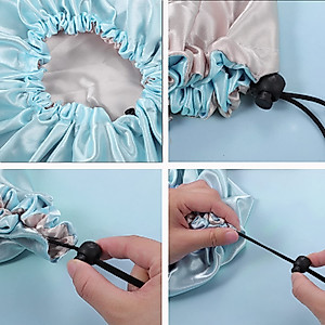 2 Pcs Satin Bonnet Silk Bonnet for Women Sleeping, Double Layer Satin Bonnet for Natural and Curly Hair