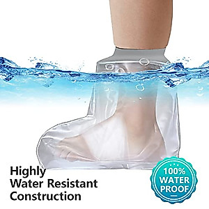 Divvsck Foot & Ankle Cast Cover for Shower,Waterproof Shower Protector for Adult,Watertight Cast Bag Covers- Perfect Fit for Foot Ankle and No Mark on Skin(Size:L)