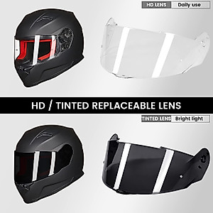 ILM Full Face Snowmobile Motorcycle Helmets for Men Womens Dual Sport Pinlock Anti Fog for Adults DOT Model 817 (Matte Black, S)