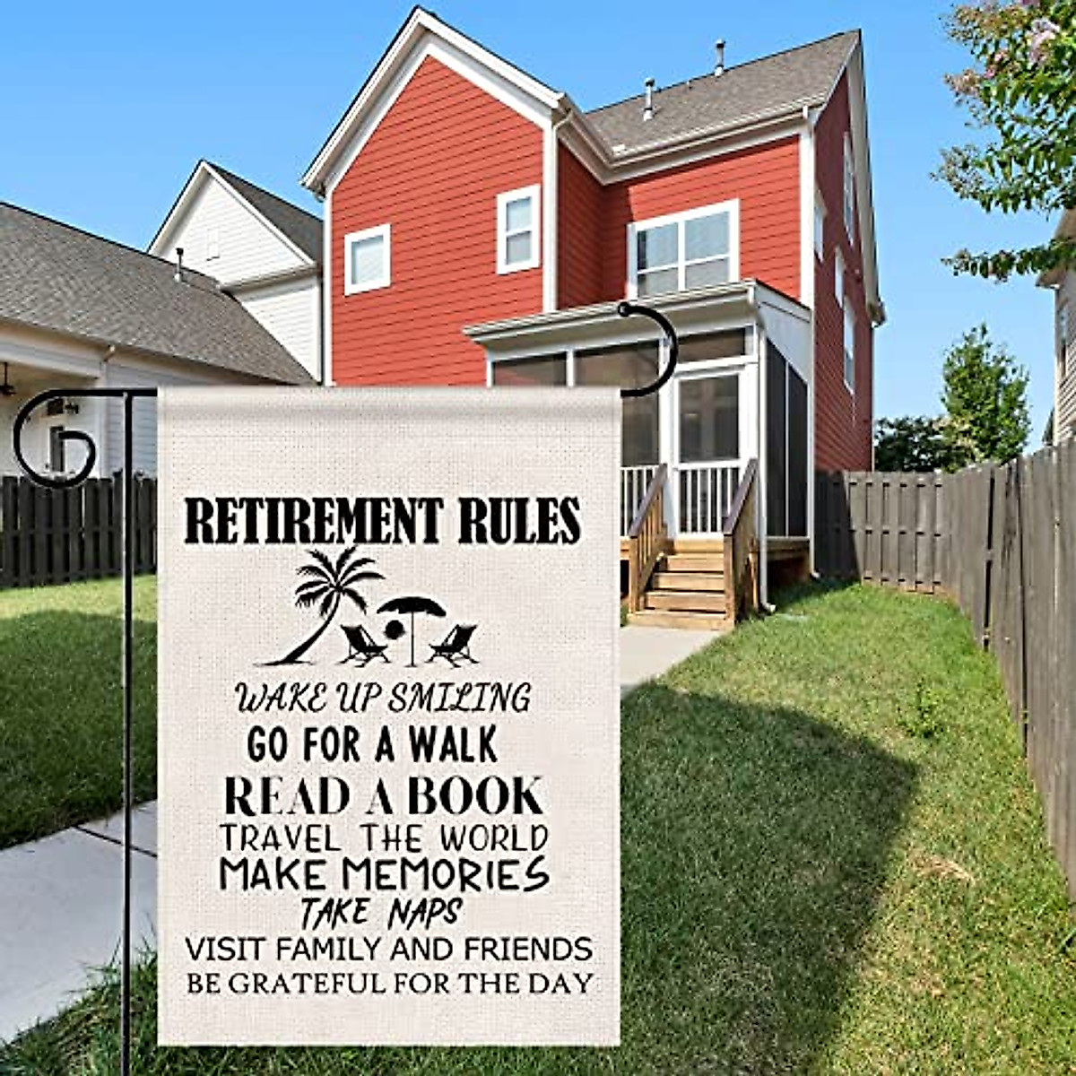 POFULL Retirement Rules Garden Flag Retirement Yard Sign Retired Nurse Teacher Coworker (Retirement Rules Flag)