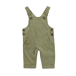 YOKJZJD Newborn Infant Baby Boy Girl Fall Winter Suspender Pants Overalls Corduroy Bib Pants Trousers with Pockets (Green, 12-18Months)