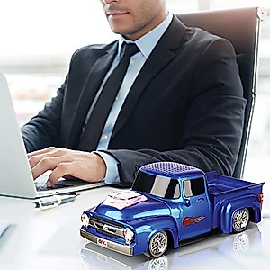 QFX Bluetooth 1956 Pickup Truck Replica Speaker, 3-inch Speakers, Hands Free Link, Built-in Microphone, FM Radio and LED Party Lights, Blue - BT-1956 BL