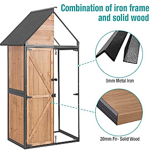 Sheds Outdoor Storage,Garden Shed with Metal Frame Structure and Adjustable Shelves,Large Capacity Storage Tool Cabinet Box for Backyard Garden Patio Lawn (Brown)