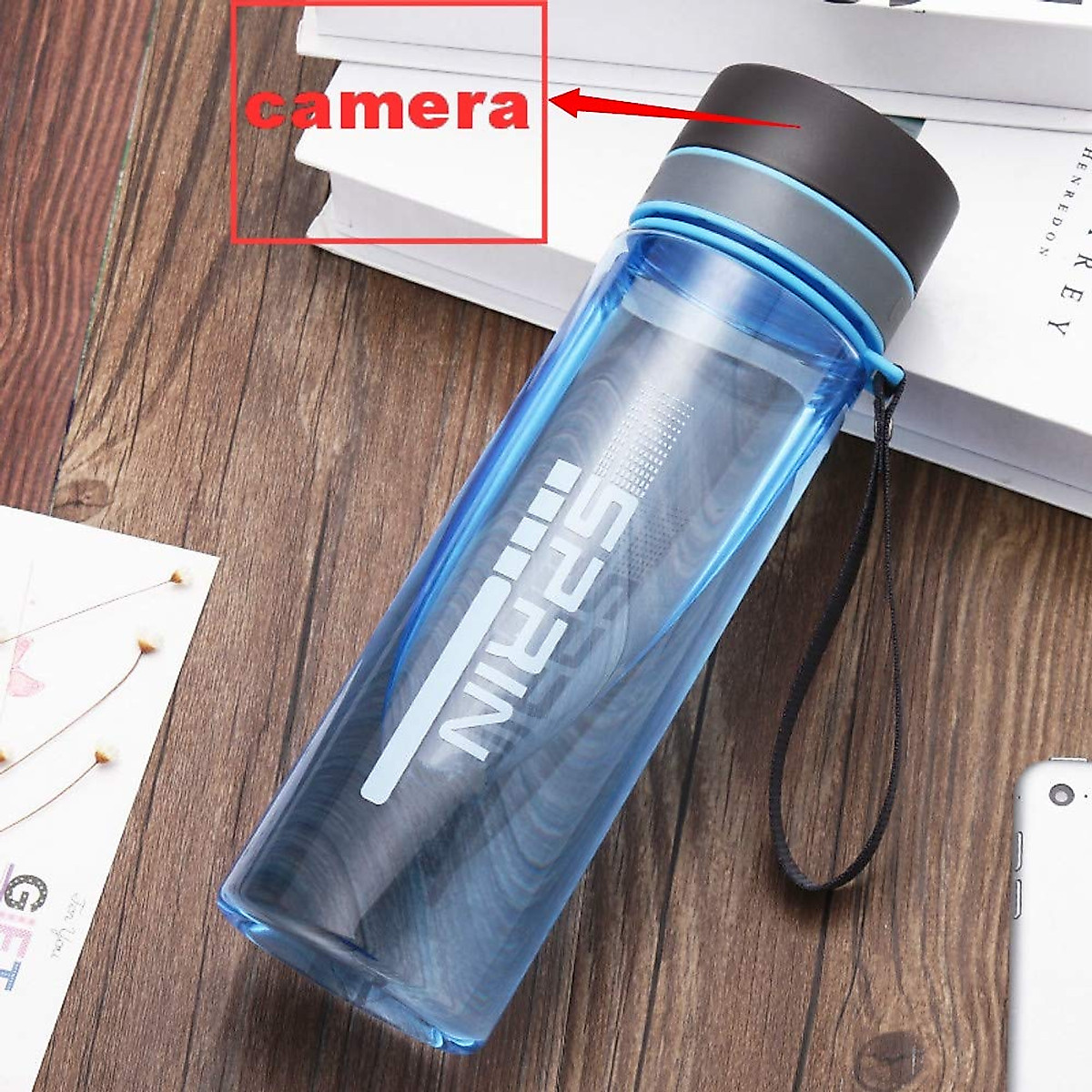 Hidden Spy Camera, Full HD Water Bottle Portable Camera, Video Recorder Support Motion Detection for Home, Office-No WiFi Needed (Blue)