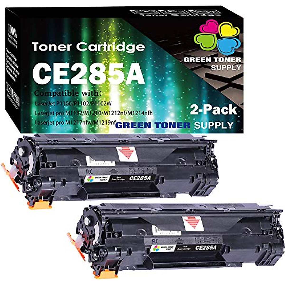 (Pack of 2) GTS Compatible Replacement for HP 85A 285A CE285A Toner Cartridge (2-Black, HP85A) Used for Pro P1102w P1109w M1212nf M1217nfw Printer