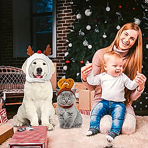 6 PCS Cat Christmas Outfit Cat Santa Hat with Scarf Cute Christmas Elk Antler Reindeer Cat Hat Green Santa Dog Hat Christmas Pet Costume Adjustable Puppy Dog Cap for Cat Costumes Xmas Party Supplies