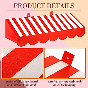 Tallew 4 Pcs 3D Circus Awning Wall Decoration Carnival Awning for Carnival Theme Party Classroom Decorations (Red and White)