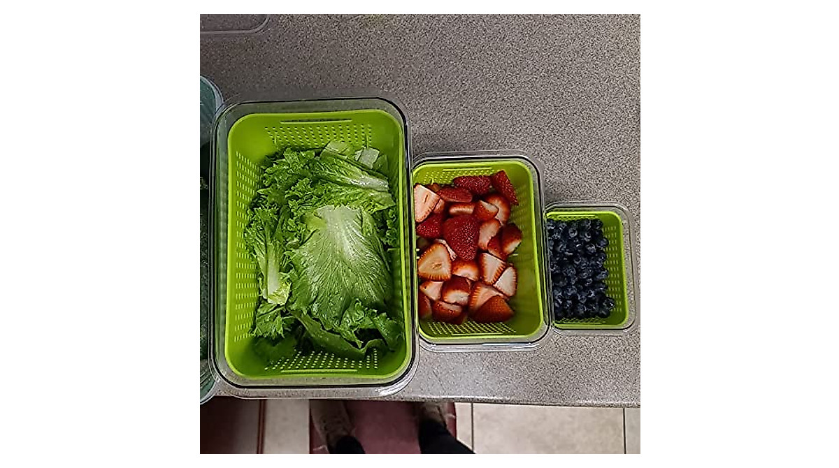 LUXEAR Fresh Container, 3PACK Produce Saver Container BPA Free Fridge ...