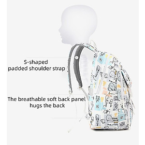 FITSEN Kawaii Backpack Graffiti and Letter Style Bookbag Aesthetic Outdoor Daypack (Grey)