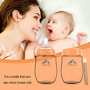 Gulicola PPSU Baby Bottles for Breastfeeding Babies with Storage Cap, Anti-Colic, Medium Flow, 3 Months+, 5 oz, 2 Count (Grey White)