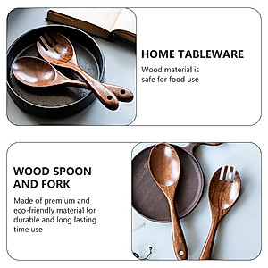 Hemoton Griddle 2pcs Wooden Salad Spoon Household Tablespoon Kitchen Utensils